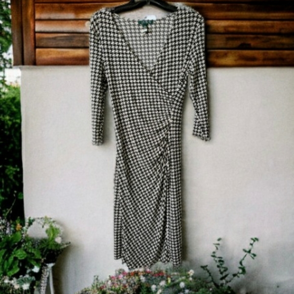 Ralph Lauren | Dresses | Ralph Lauren Houndstooth Faux Wrap Dress 2 ...